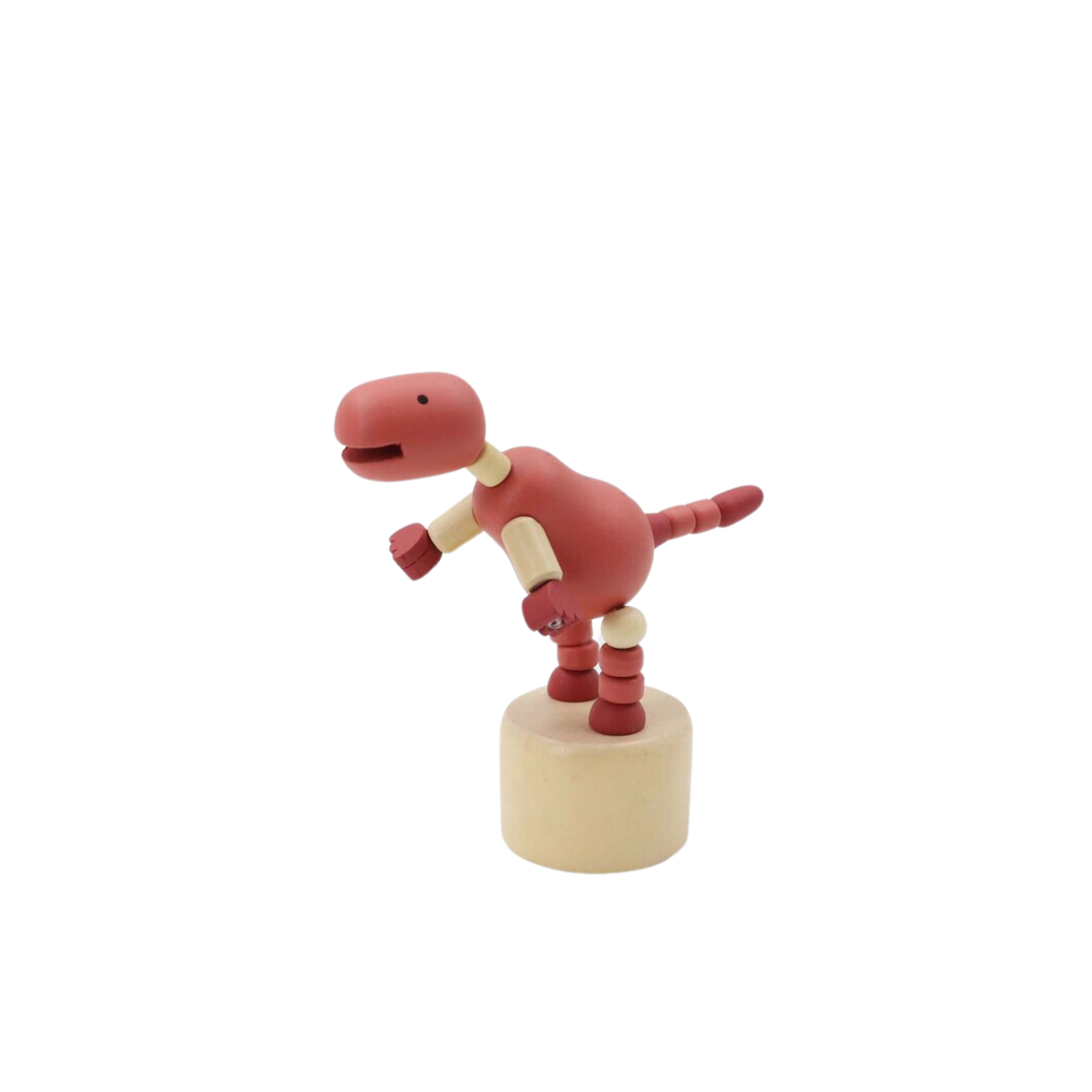 Wooden Dancing Push Puppet Dinosaur Red – Speckled Hen Store