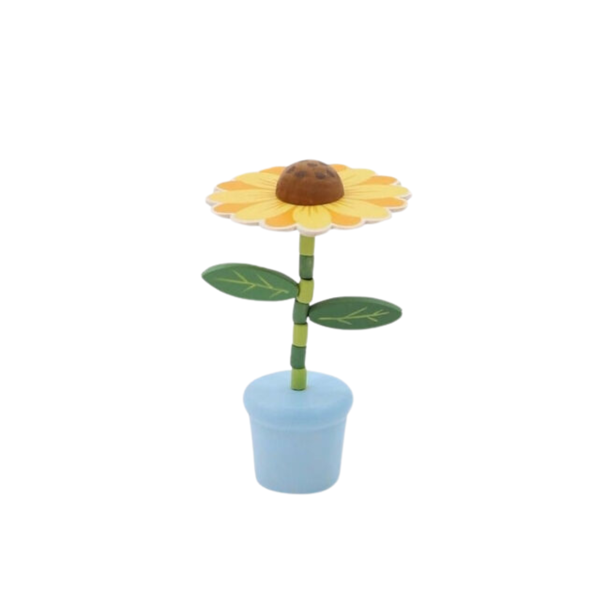 Wooden Dancing Push Puppet Flower Yellow & Blue – Speckled Hen Store